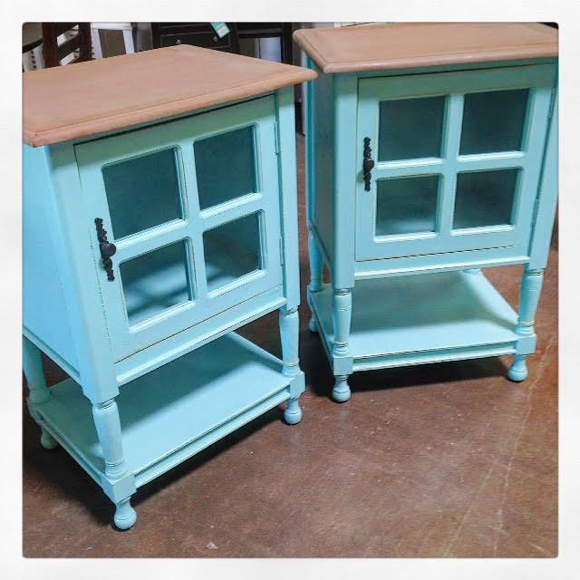 Navy Blue Metal End Table